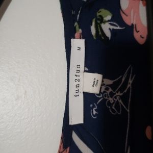 fun 2 fun | Tops | Fun2fun Blue Floral Blouse With Short Cap Sleeves ...